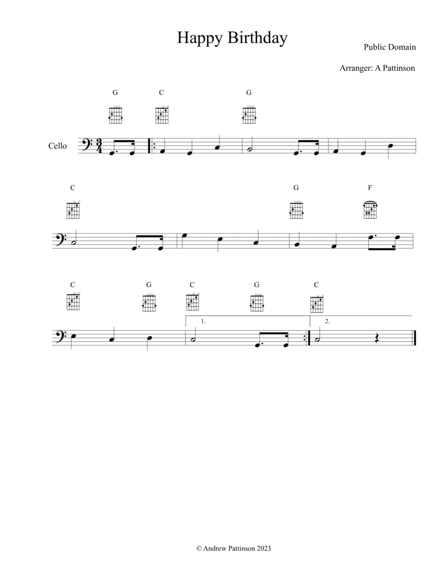 Happy Birthday Cello Solo Digital Sheet Music Sheet Music Plus