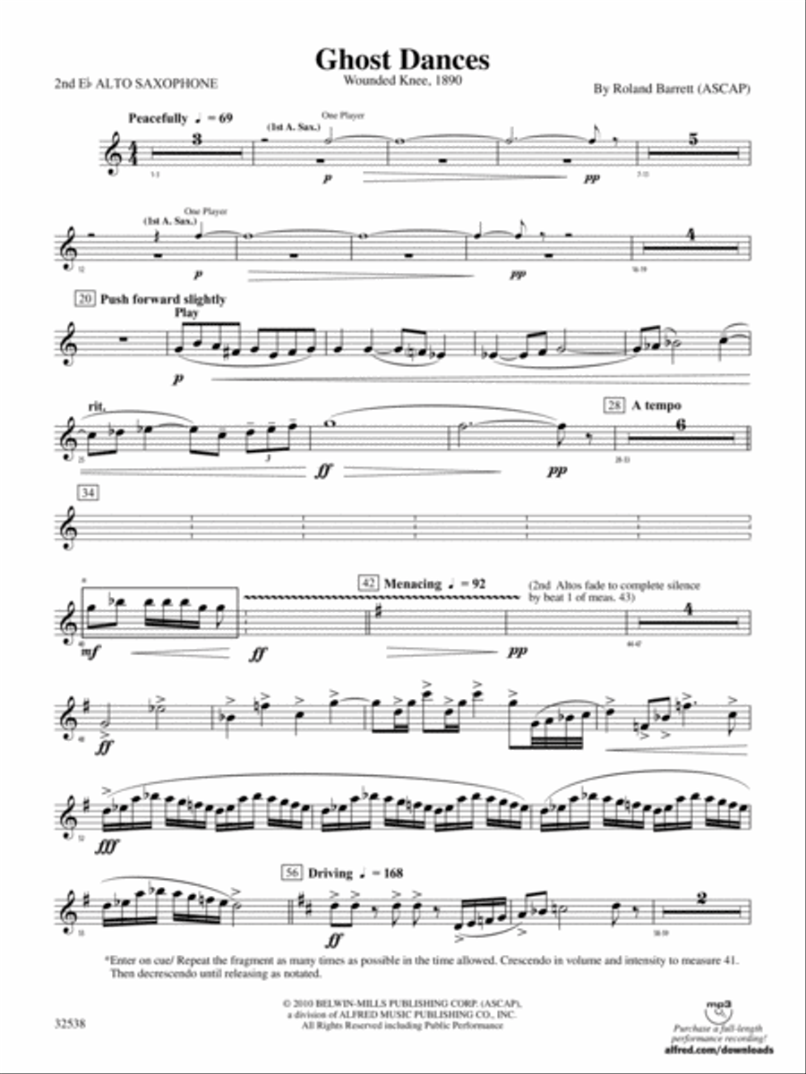 Ghost Dances 2nd E Flat Alto Saxophone By Roland Barrett Concert