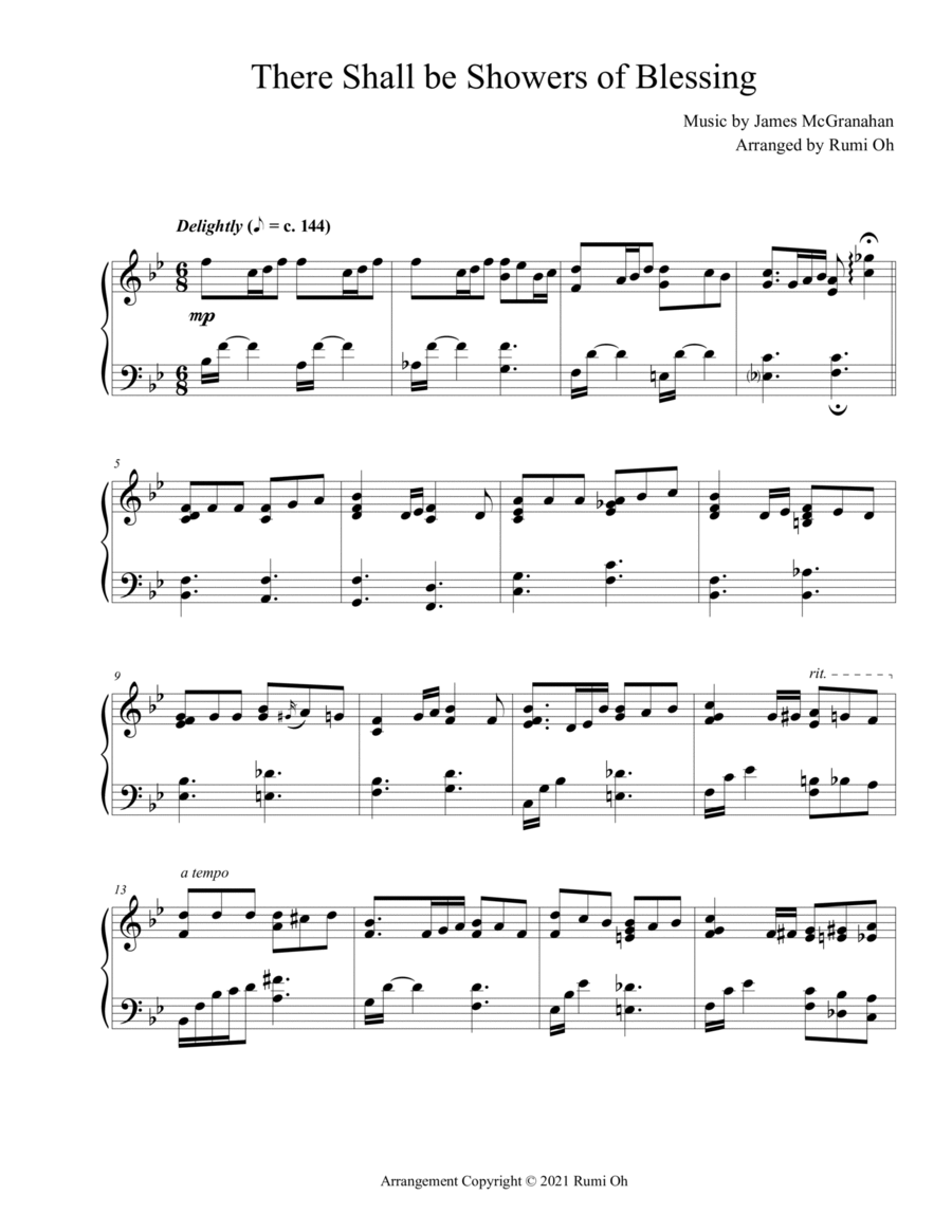 There Shall Be Showers Of Blessing Hymn Arrangement For Advanced Solo