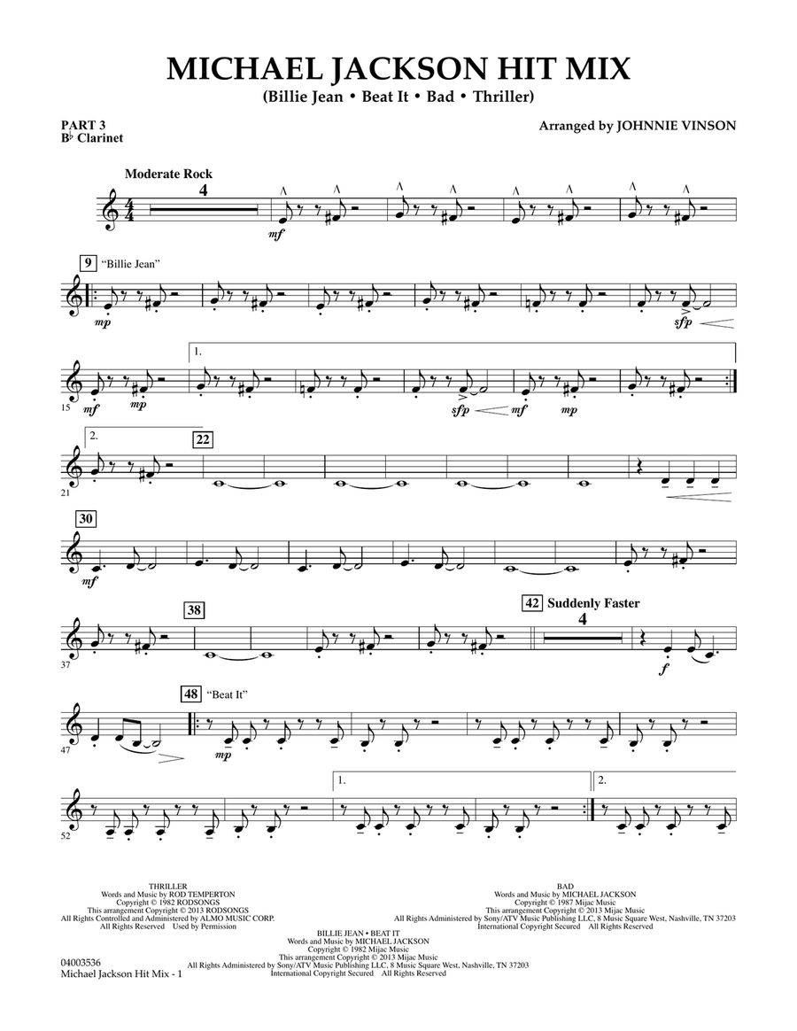 Michael Jackson Hit Mix - Pt.3 - Bb Clarinet by Johnnie Vinson - B-Flat ...
