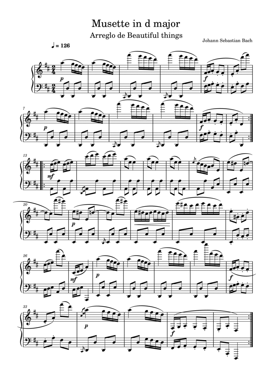 Musette in D major-Johann Sebastian Bach - Piano Solo - Digital Sheet ...