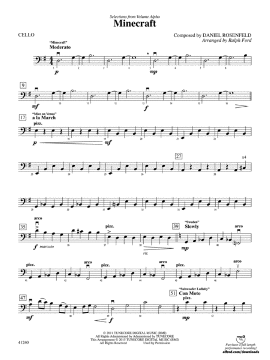 Minecraft: Cello by Ralph Ford - String Orchestra - Digital Sheet Music ...