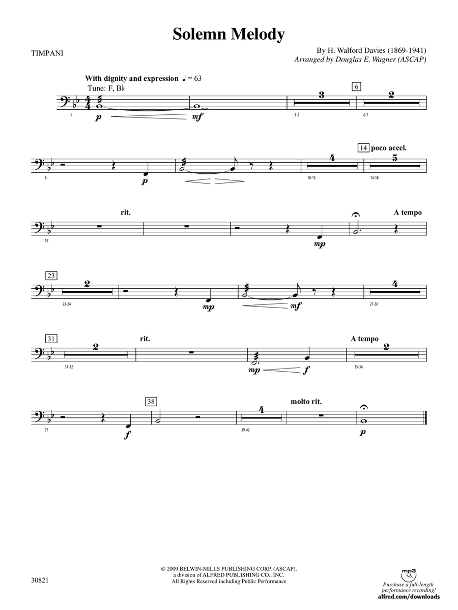Solemn Melody: Timpani by Douglas E. Wagner - Concert Band - Digital ...
