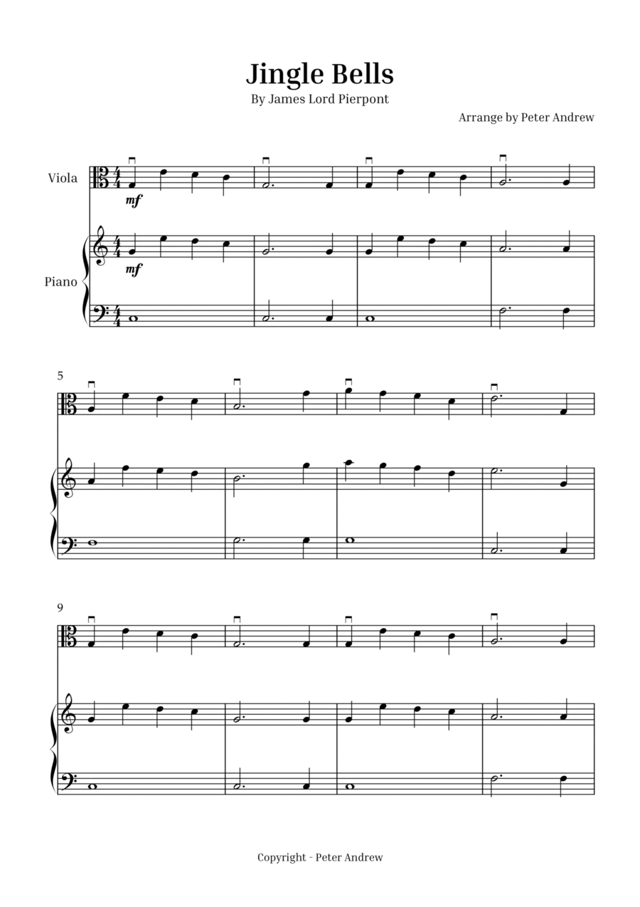 Jingle Bells Viola Digital Sheet Music Sheet Music Plus
