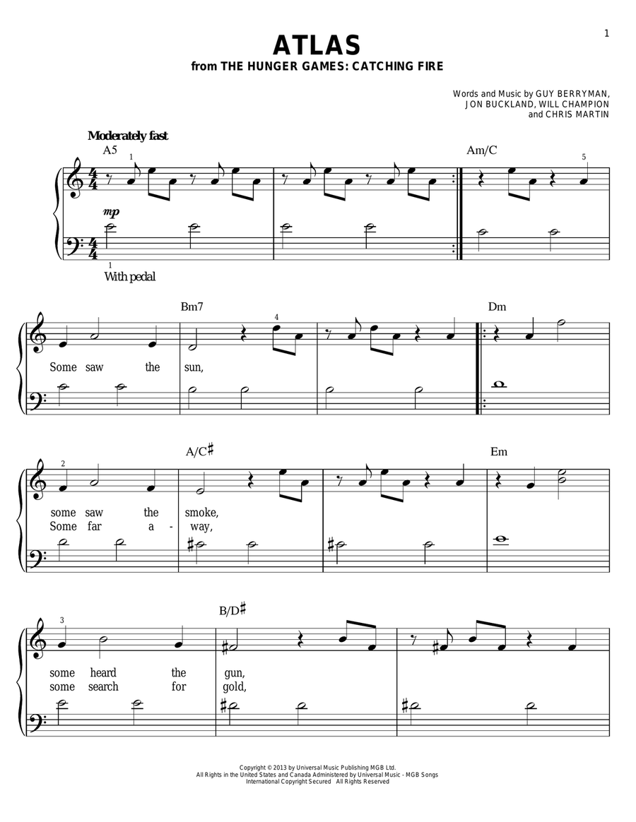 Atlas by Coldplay - Easy Piano - Digital Sheet Music | Sheet Music Plus