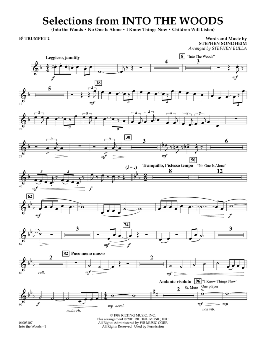 Selections from Into the Woods - Bb Trumpet 2 by Stephen Sondheim ...