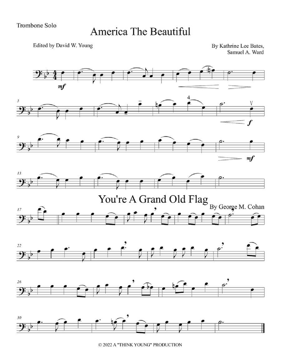 Six Solo Patriotic Selections For Trombone/Baritone Bass Clef by George ...