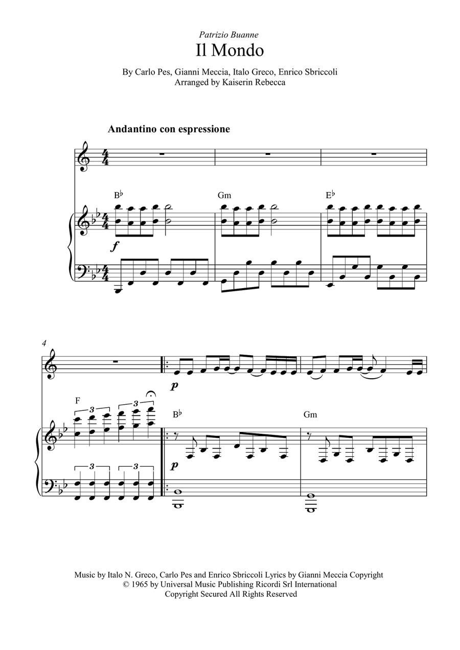 Il Mondo - Piano, B-Flat Trumpet, Trumpet Solo - Intermediate Digital ...