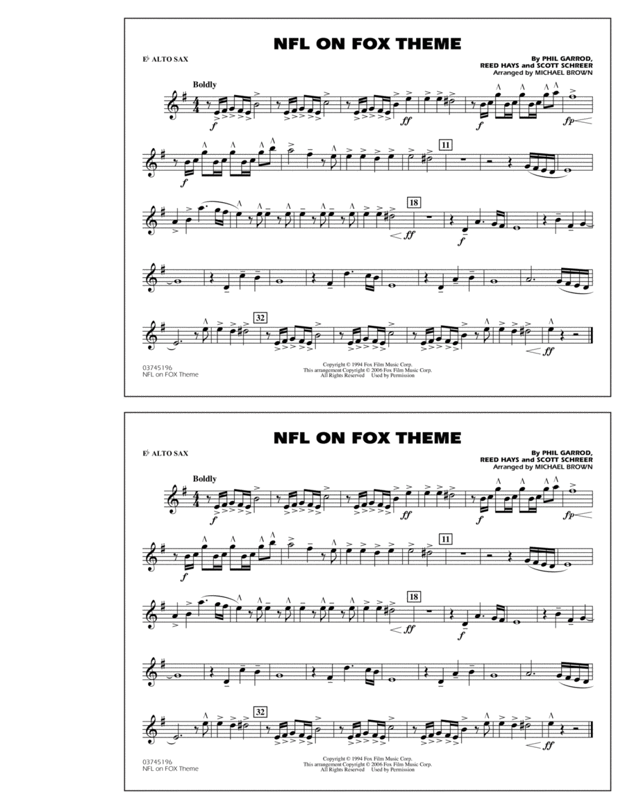 NFL On Fox - Eb Alto Sax by Michael Brown - Marching Band - Digital ...