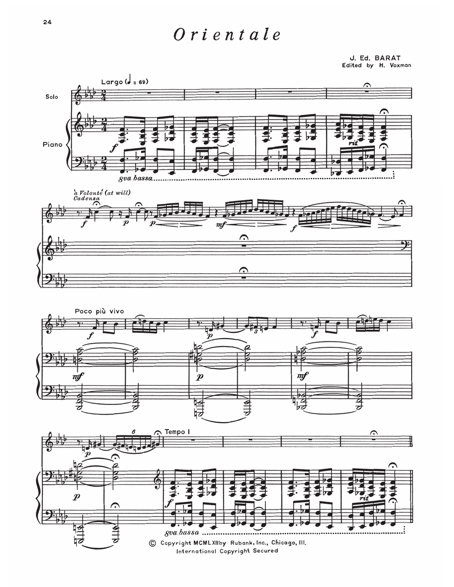 Orientale - Baritone Horn BC, Piano - Intermediate Digital Sheet Music ...