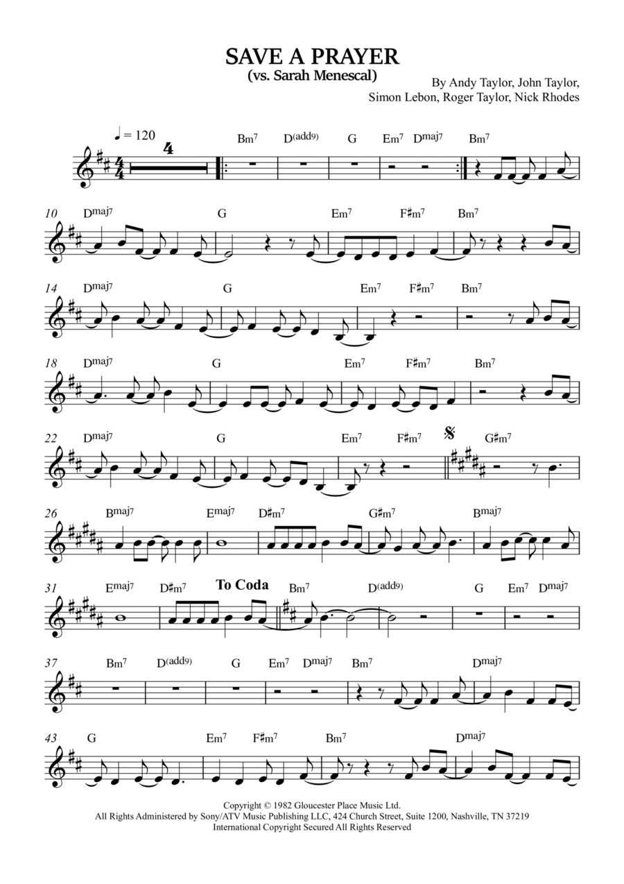 Save A Prayer by Duran Duran - Alto Saxophone, Saxophone Solo - Early ...