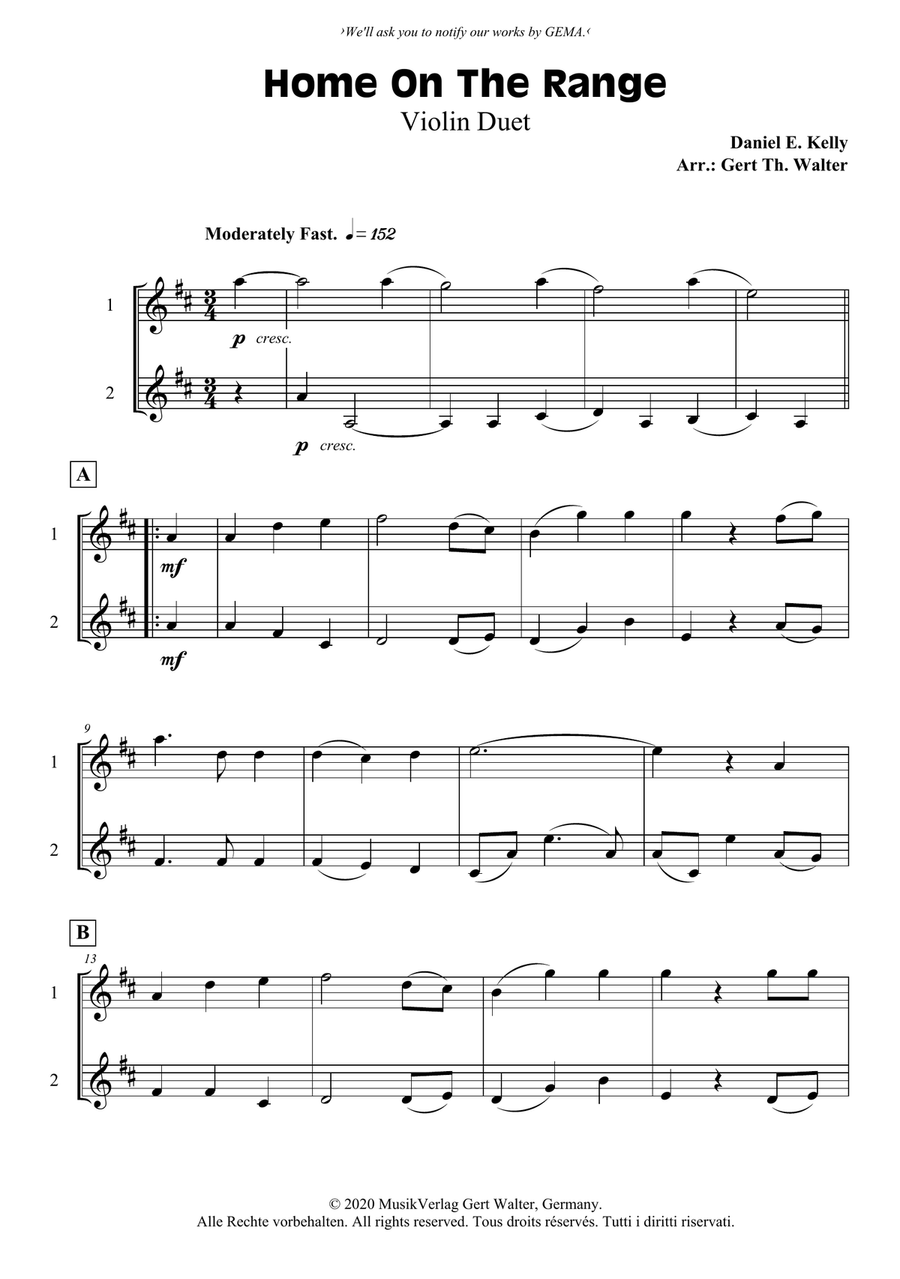 Home On The Range - String Duet - Digital Sheet Music | Sheet Music Plus