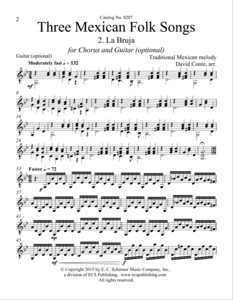 Three Mexican Folk Songs: 2. La Bruja (Downloadable Guitar Part) by ...