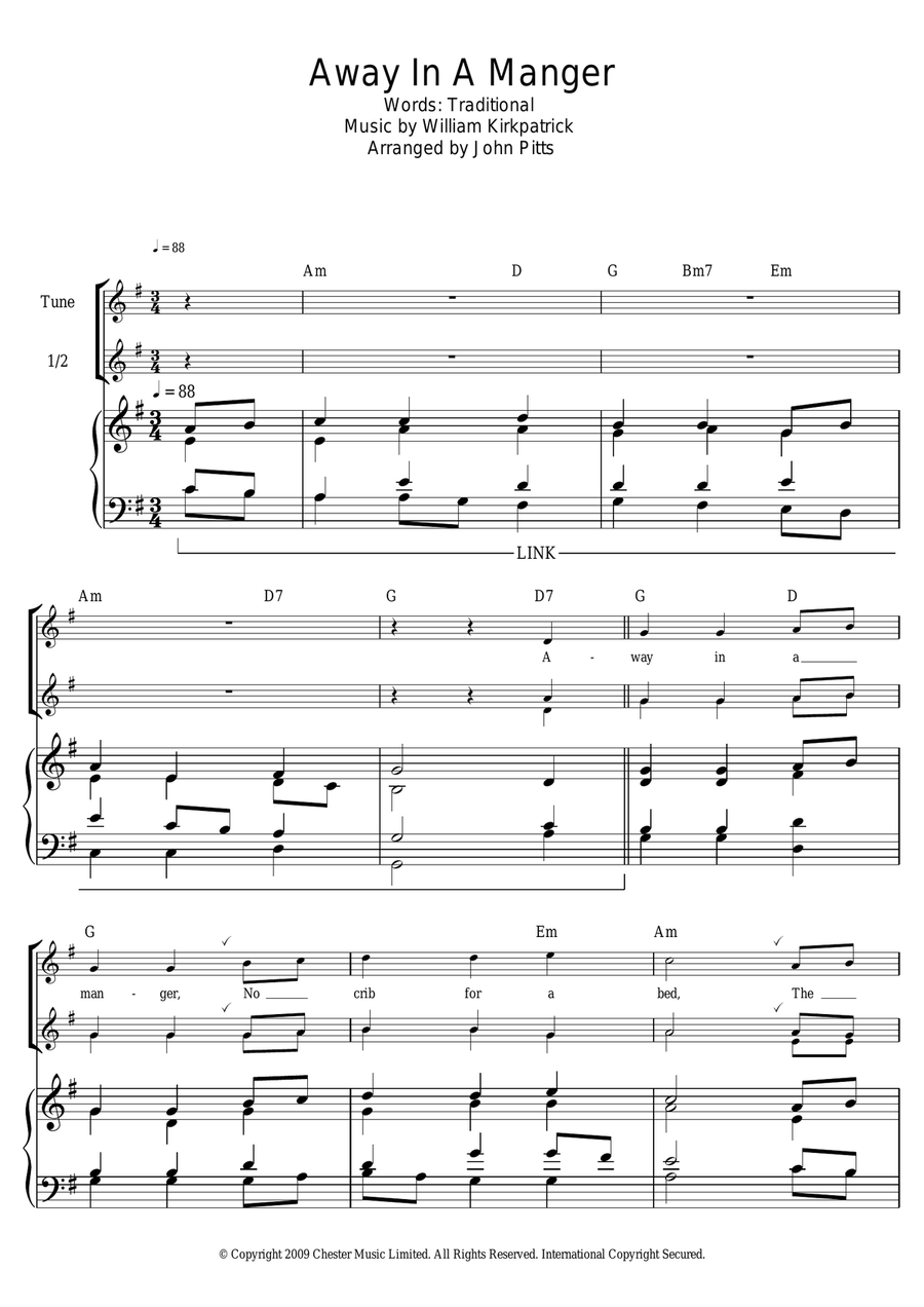 Away In A Manger by Traditional Carol - Recorder - Digital Sheet Music ...