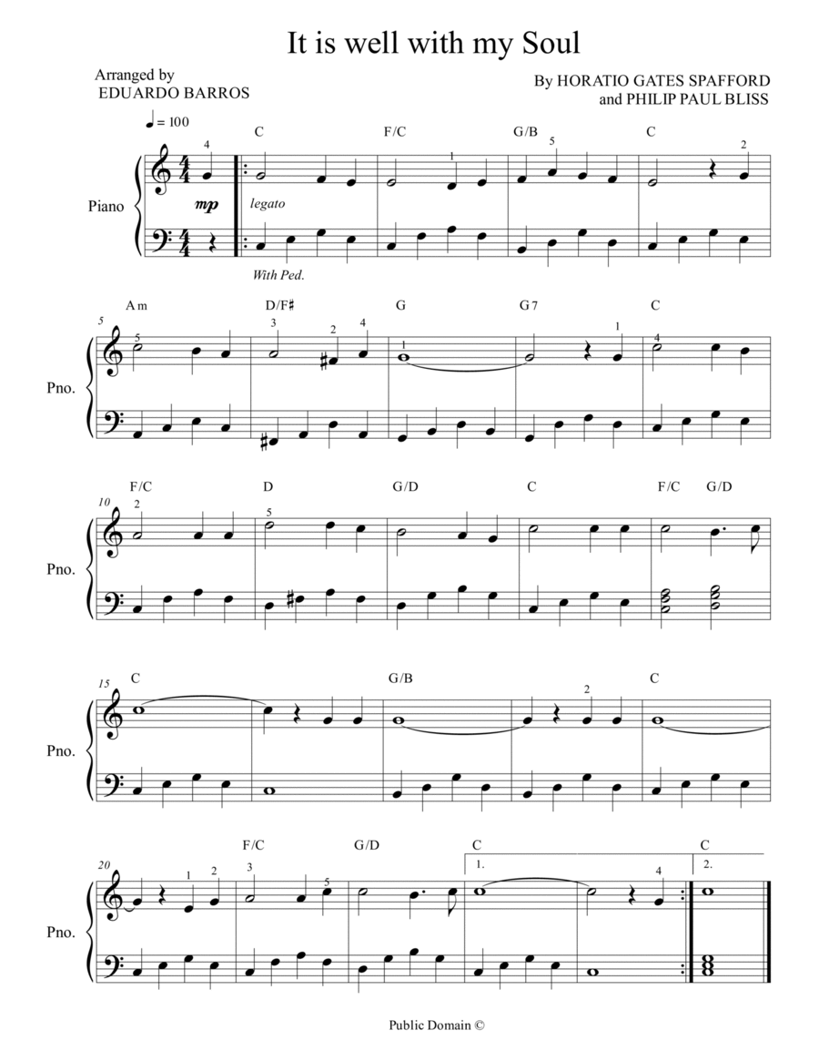 It is well with my soul - Piano Solo - Early Intermediate Digital Sheet ...