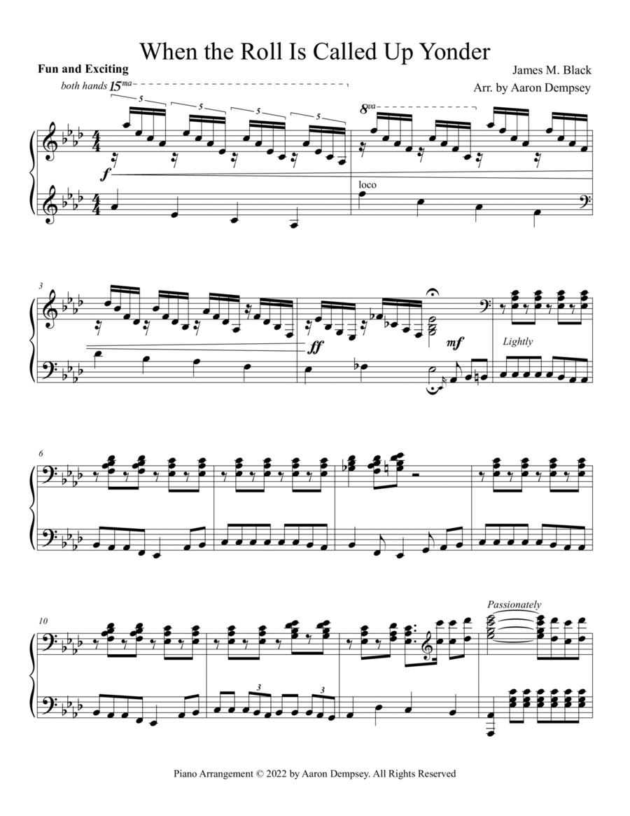 When the Roll Is Called Up Yonder - Piano Solo - Digital Sheet Music ...
