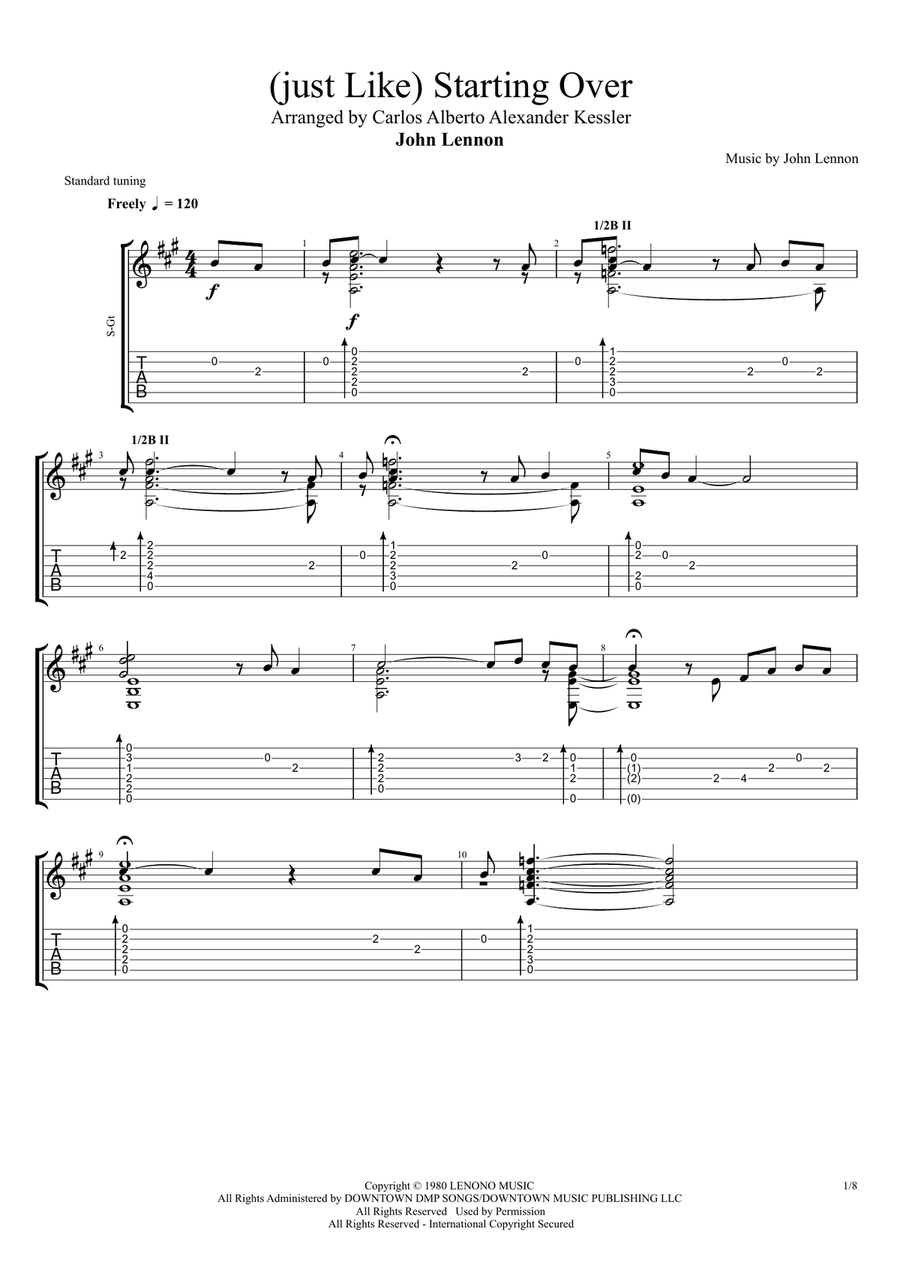 (just Like) Starting Over by John Lennon - Acoustic Guitar, Electric ...