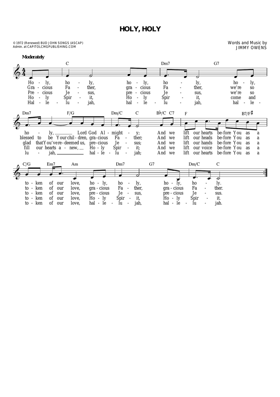 Holy, Holy by Jimmy Owens - Cello, Flute, Guitar - Digital Sheet Music ...
