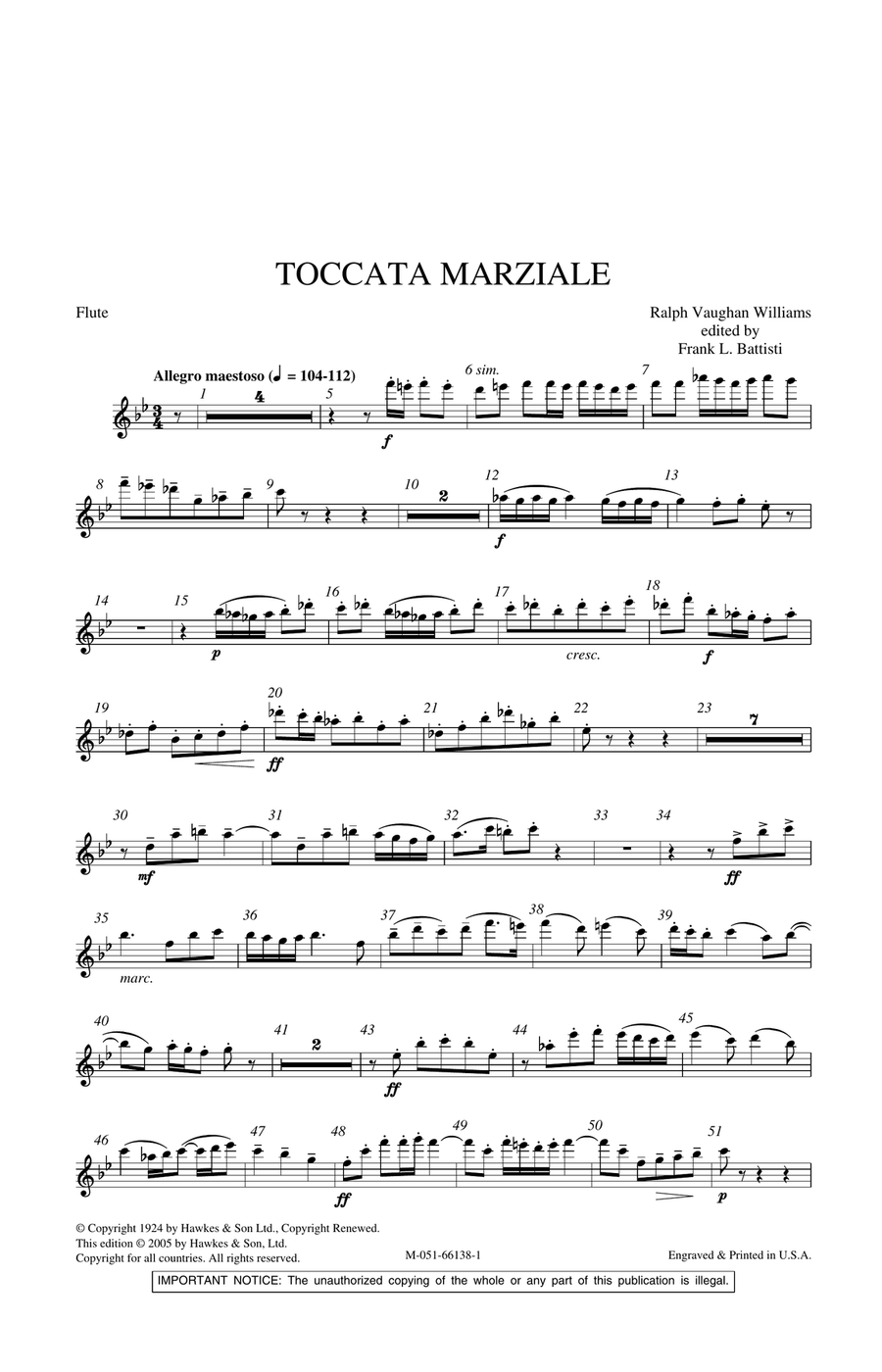 Toccata Marziale - Flute by Ralph Vaughan Williams - Concert Band ... Toccata Marziale - Flute by Ralph Vaughan Williams - Concert Band ...