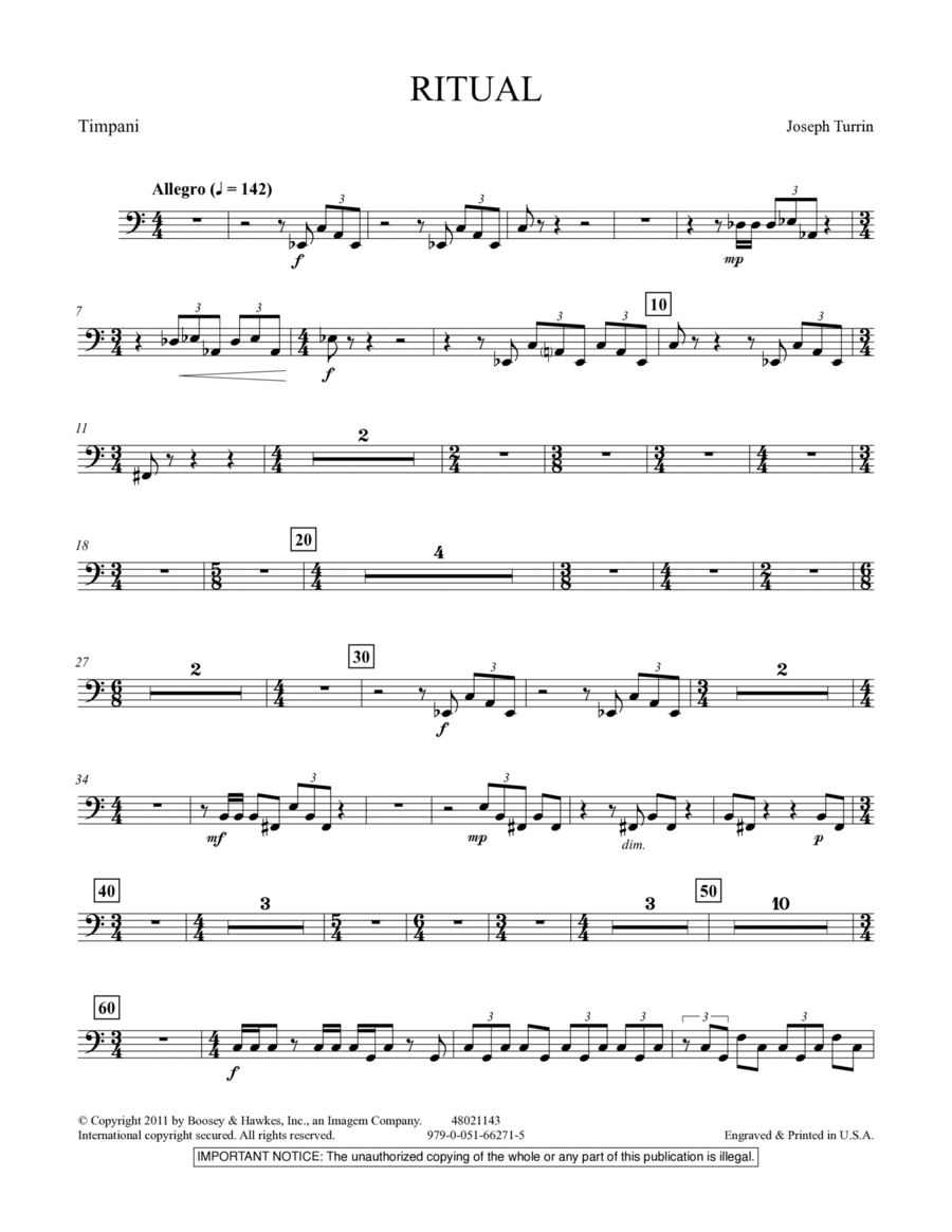 Ritual - Timpani by Joseph Turrin - Concert Band - Grade 4 Digital ...