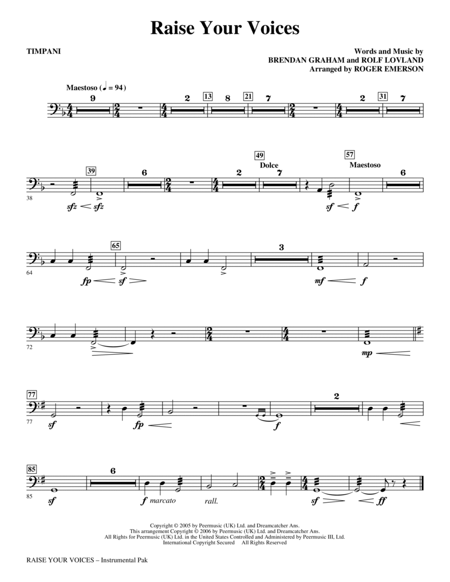 Raise Your Voices Timpani By Secret Garden Choir Digital Sheet