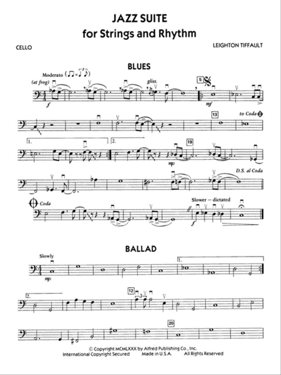 Jazz Suite for Strings and Rhythm: Cello - String Orchestra - Digital ...