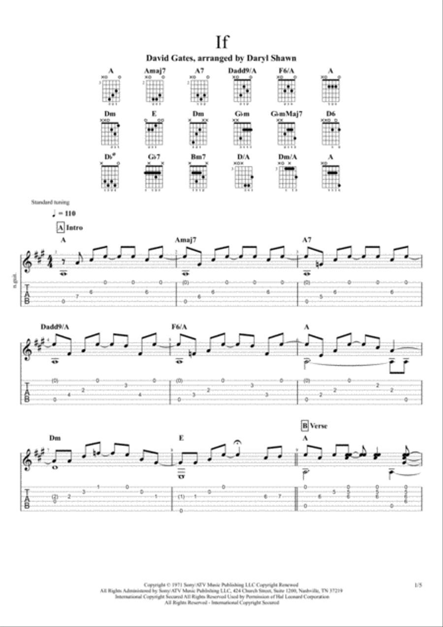 If by Bread - Guitar Tablature - Digital Sheet Music | Sheet Music Plus