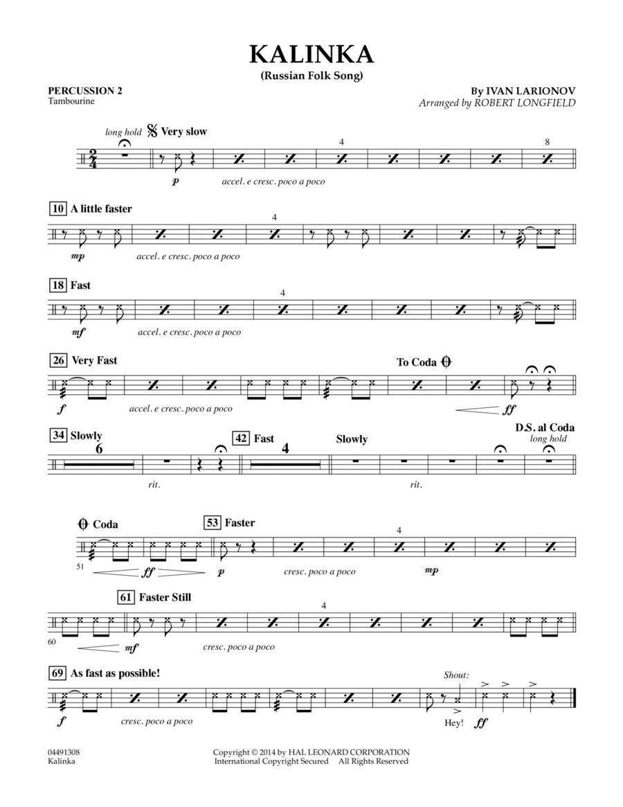 Kalinka - Percussion 2 by Robert Longfield - Orchestra - Grade 2 ...
