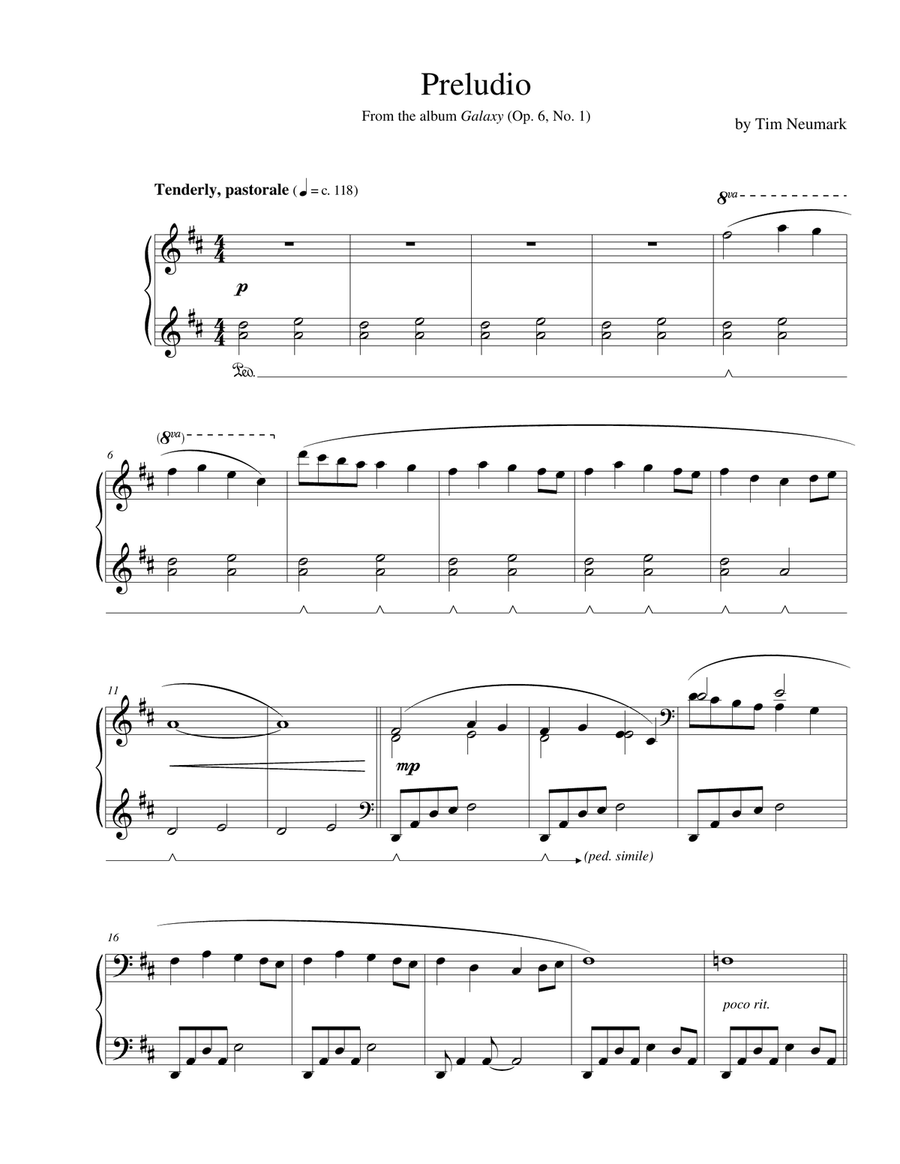 Preludio - Piano Solo - Intermediate Digital Sheet Music | Sheet Music Plus