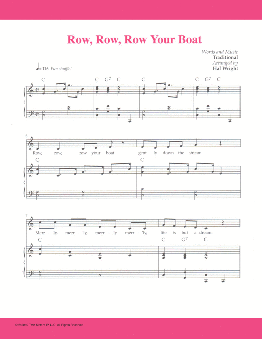 Row, Row, Row Your Boat - Piano, Voice - Digital Sheet Music | Sheet ...