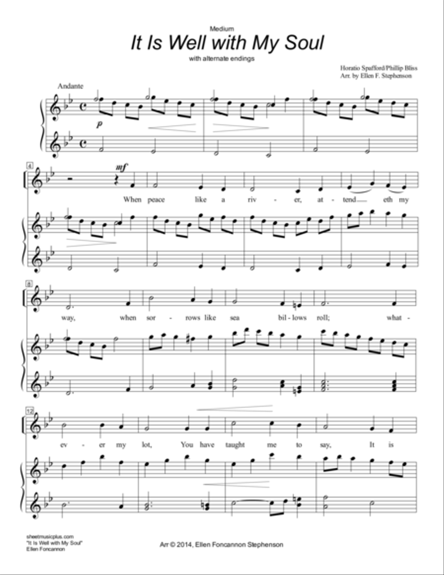 It Is Well with My Soul (voice and piano) by Ellen Foncannon Stephenson ...