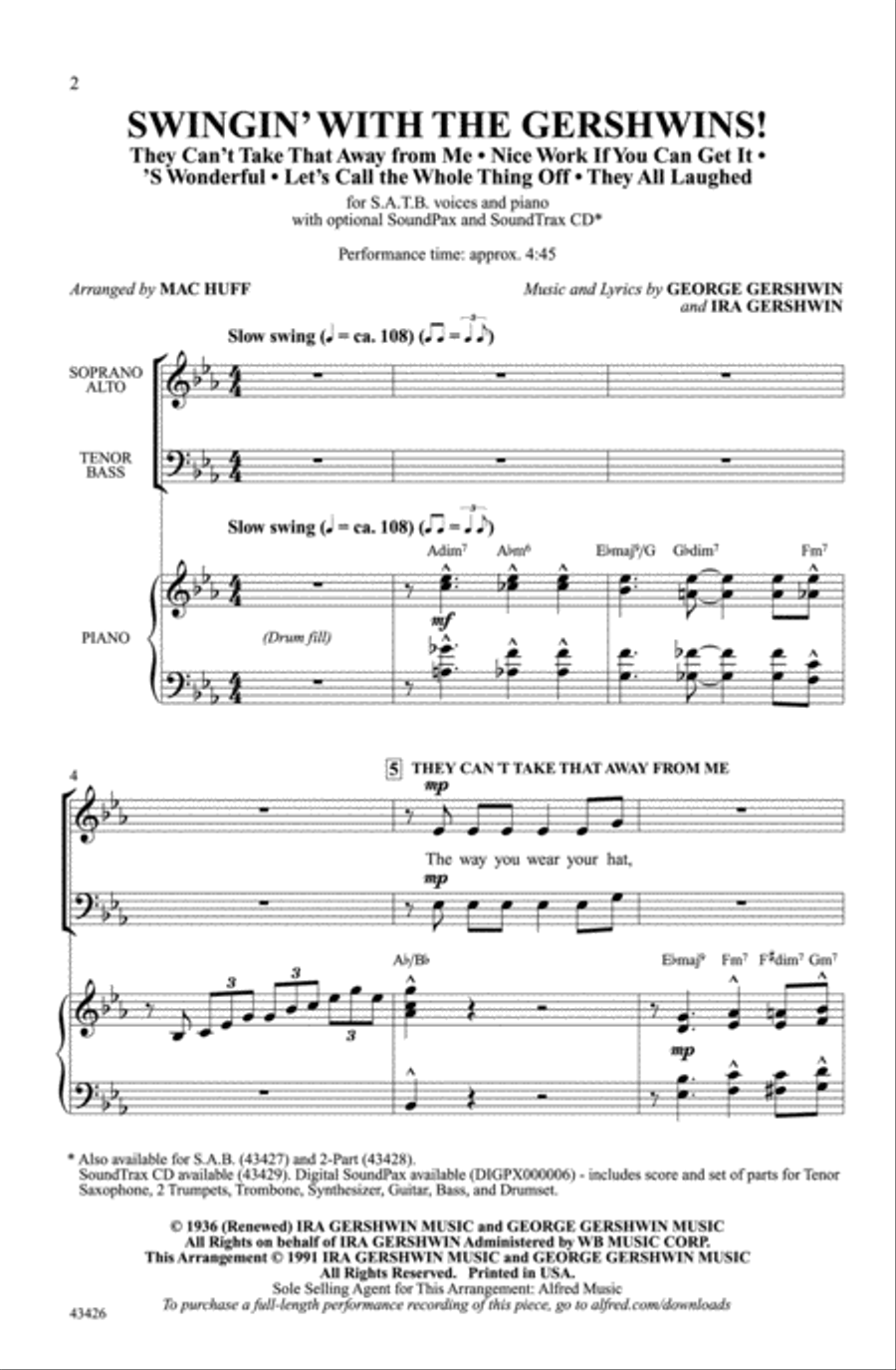 Swingin' with the Gershwins! by George Gershwin - Choir - Digital Sheet ...