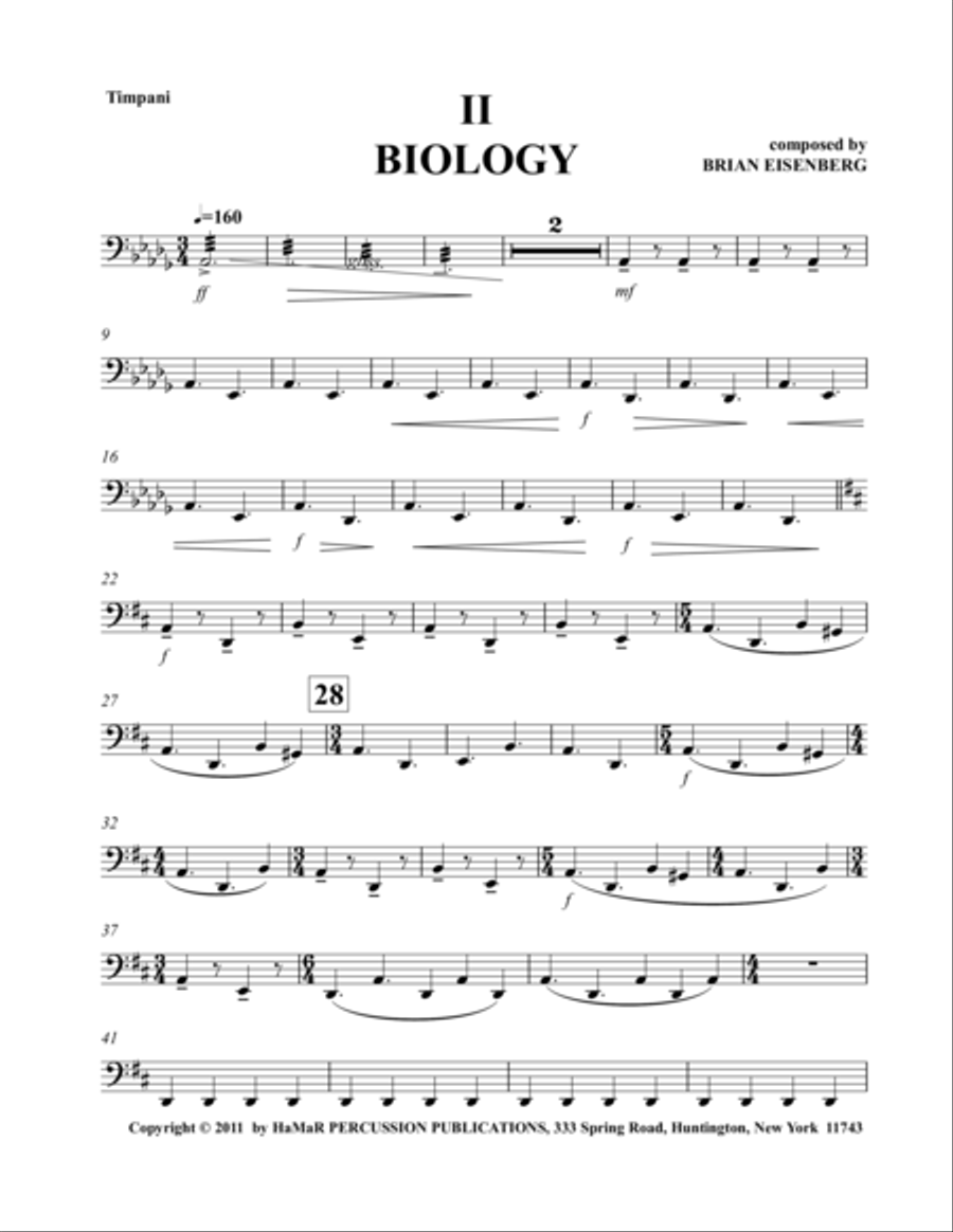 II Biology - Snare Drum, Marimba, Percussion - Digital Sheet Music ...