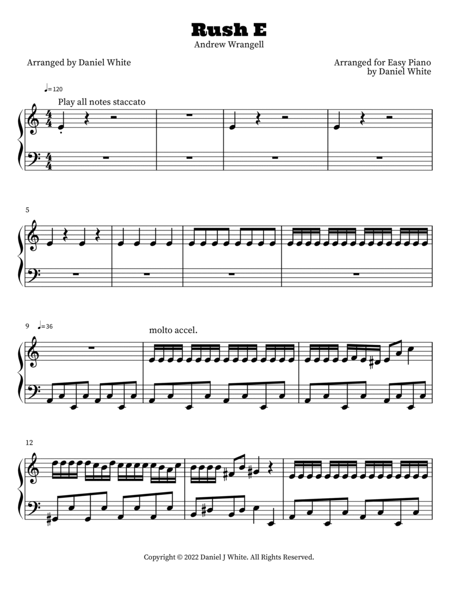 Rush E - Easy Piano, Piano Solo - Digital Sheet Music | Sheet Music Plus