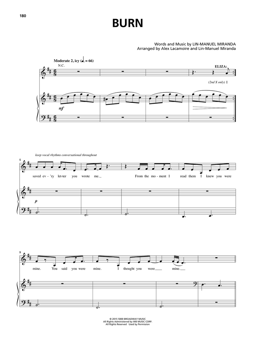 Burn (from Hamilton) by Lin-Manuel Miranda - Voice, Piano, Vocal ...