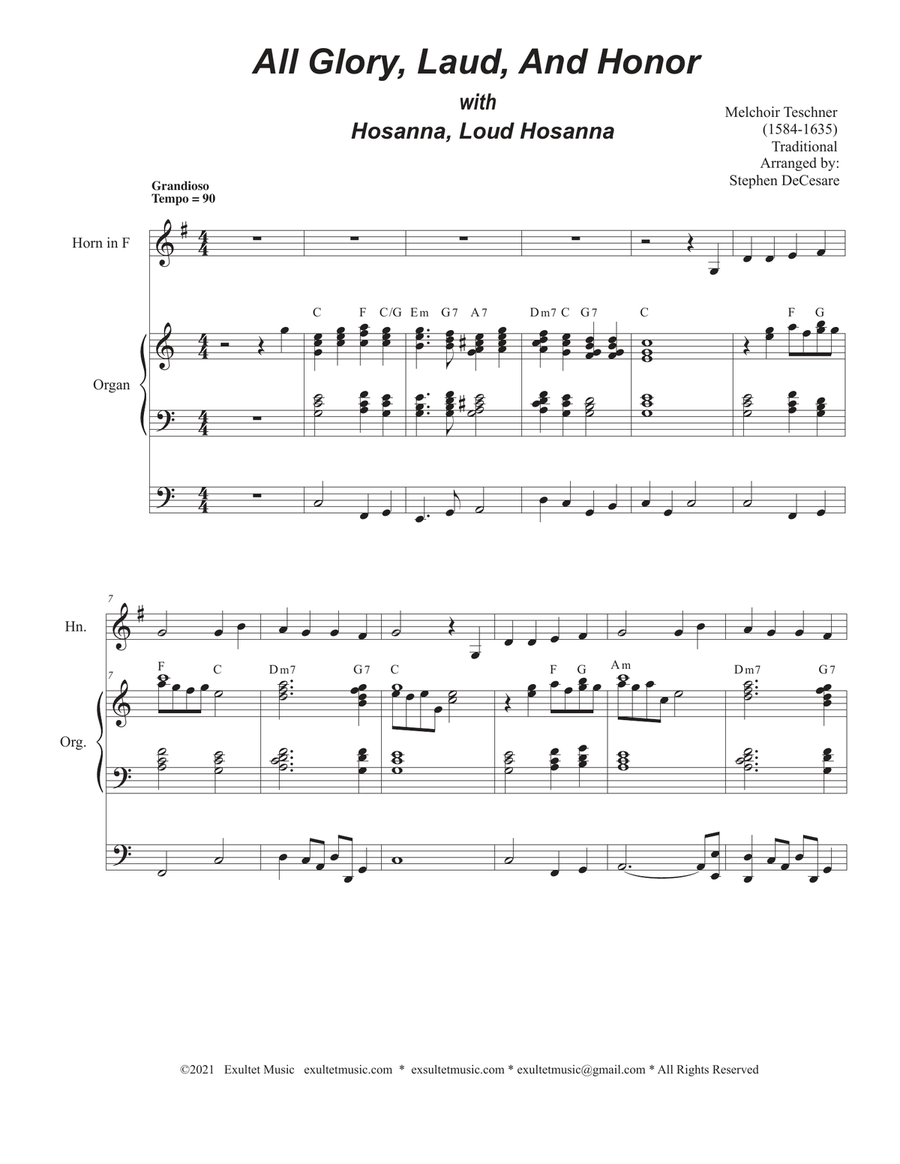 All Glory, Laud, And Honor (with "Hosanna, Loud Hosanna") (French Horn ...