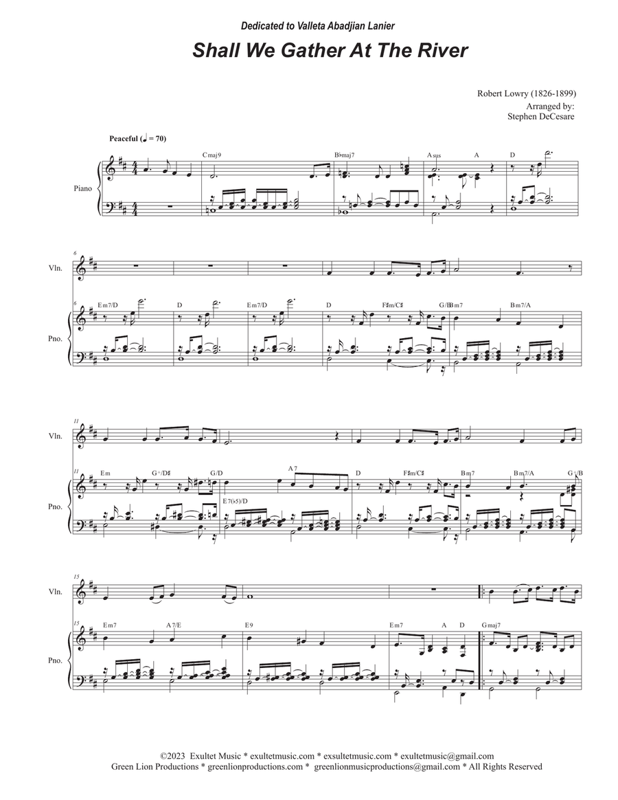 Shall We Gather At The River (Violin solo and Piano) by Stephen ...