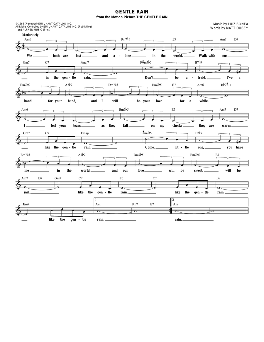 Gentle Rain by Luiz Bonfa - Guitar, Piano, C Instrument - Digital Sheet ...