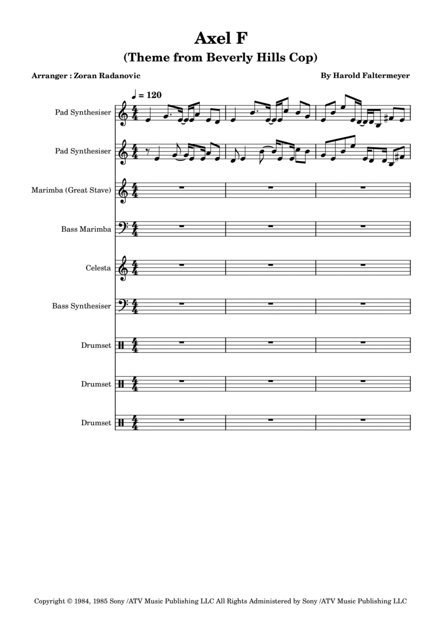 Axel F by Harold Faltermeyer - Drum Set, Marimba, Percussion - Digital ...