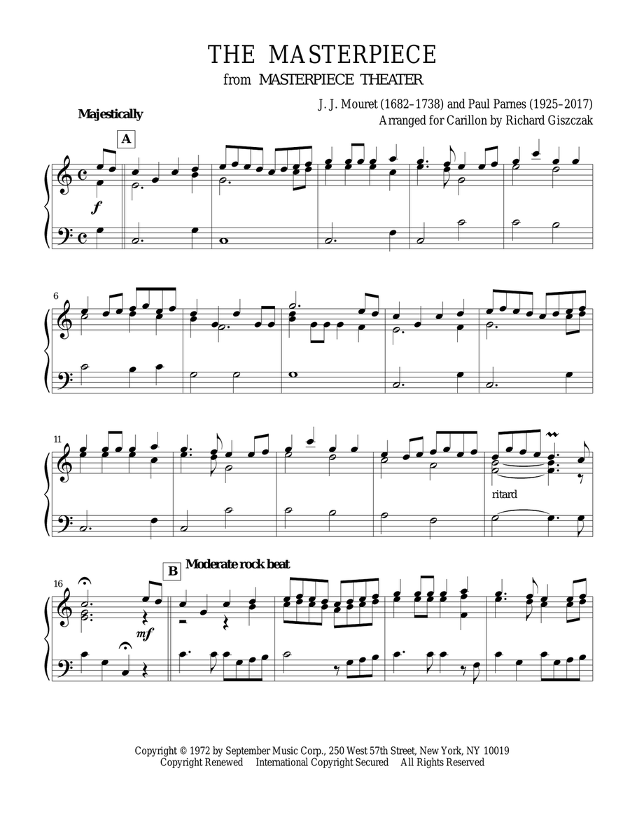 The Masterpiece by Paul Parnes - Carillon - Intermediate Digital Sheet ...
