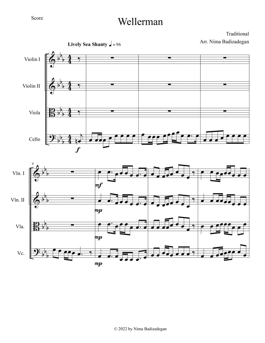 The Wellerman by Traditional - String Quartet - Digital Sheet Music ...