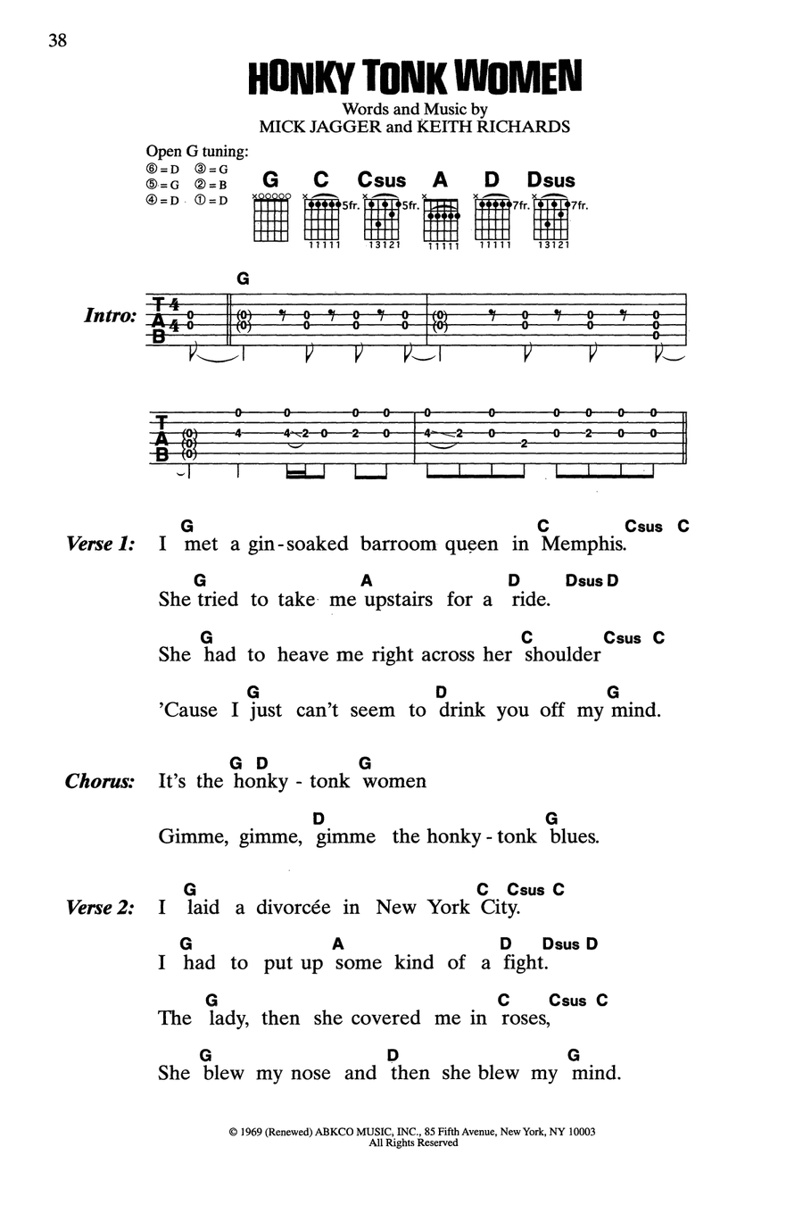 Honky Tonk Women By The Rolling Stones Guitar Digital Sheet Music Sheet Music Plus