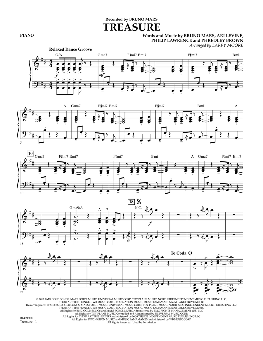 Treasure - Piano by Larry Moore - Orchestra - Digital Sheet Music ...