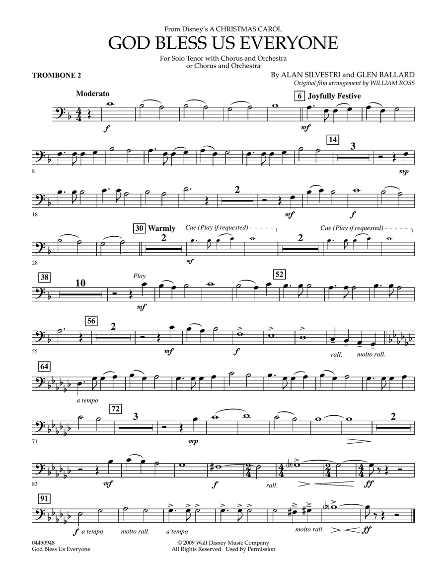 God Bless Us Everyone Trombone 2 By Andrea Bocelli Full Orchestra