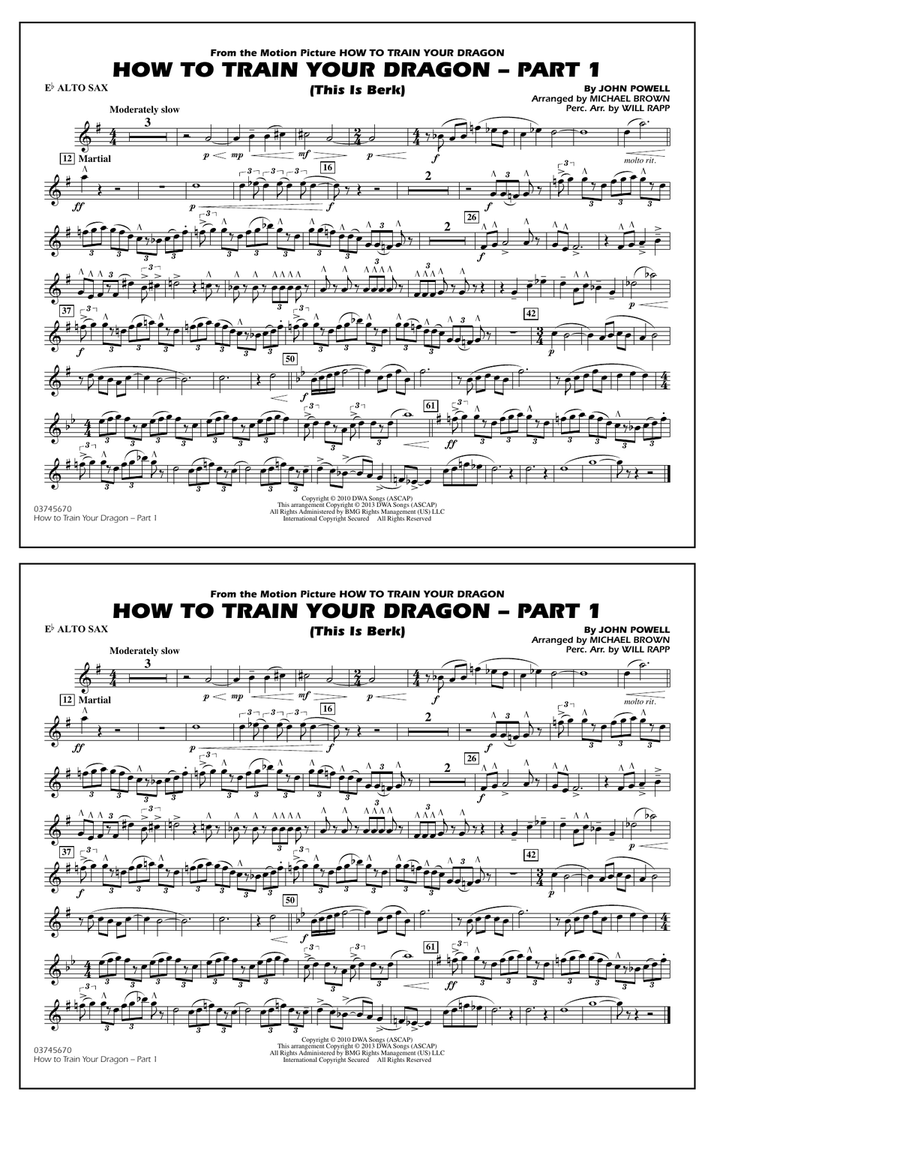 How To Train Your Dragon Part 1 - Eb Alto Sax by John Powell - Marching ...