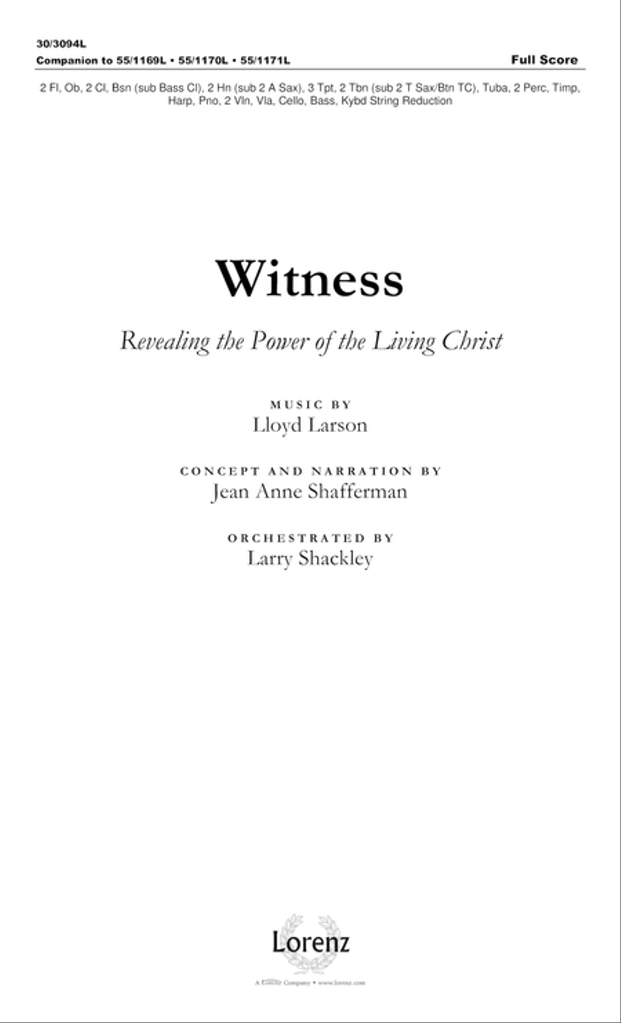 Witness - Full Score by Lloyd Larson - Choir - Digital Sheet Music ...