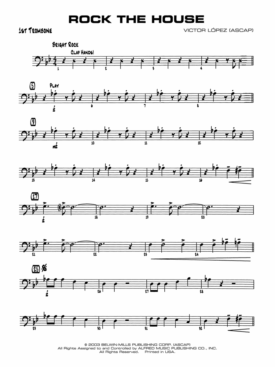Rock the House: 1st Trombone by Victor Lopez - Jazz Ensemble - Digital ...