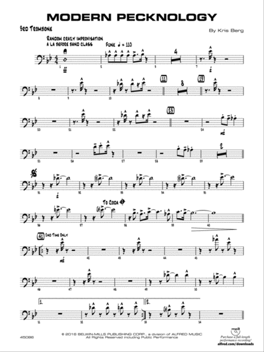 Modern Pecknology 3rd Trombone By Kris Berg Jazz Ensemble Digital