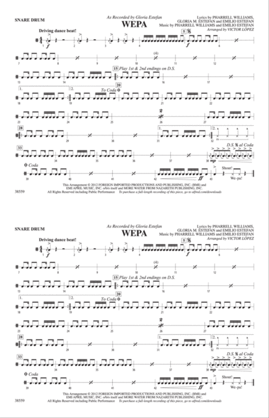 Wepa: Snare Drum - Marching Band - Digital Sheet Music | Sheet Music Plus