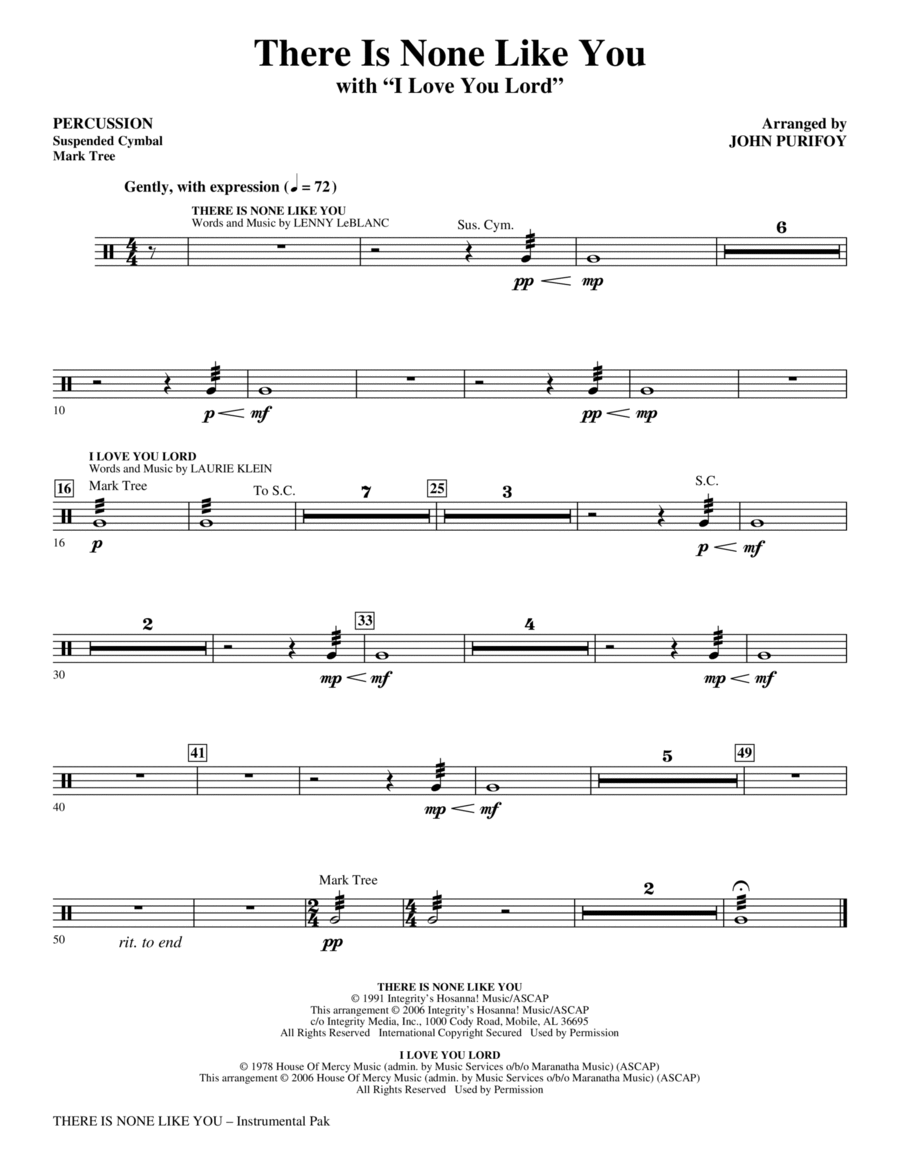 There Is None Like You (with I Love You Lord) - Violin 1 by Lenny ...